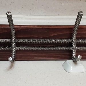 Industrial Style Coat Rack- 4 Hook Double Rebar With Pine Backboard - Etsy