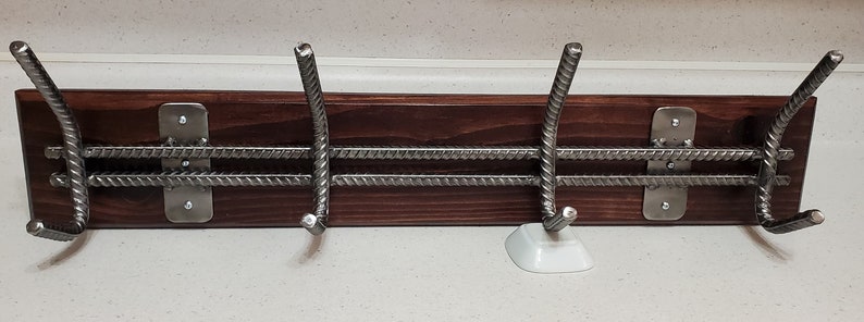 Industrial Style Coat Rack- 4 Hook Double Rebar With Pine Backboard - Etsy