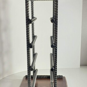 Four Bottle Wine Rack - Handcrafted From Polished Rebar W/ Stained Pine ...