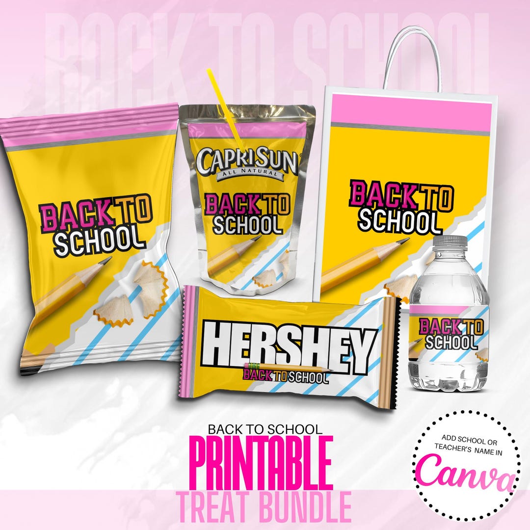 Back to School, Party Favor Templates, Welcome Back, Chip Bag, Gift Bag ...