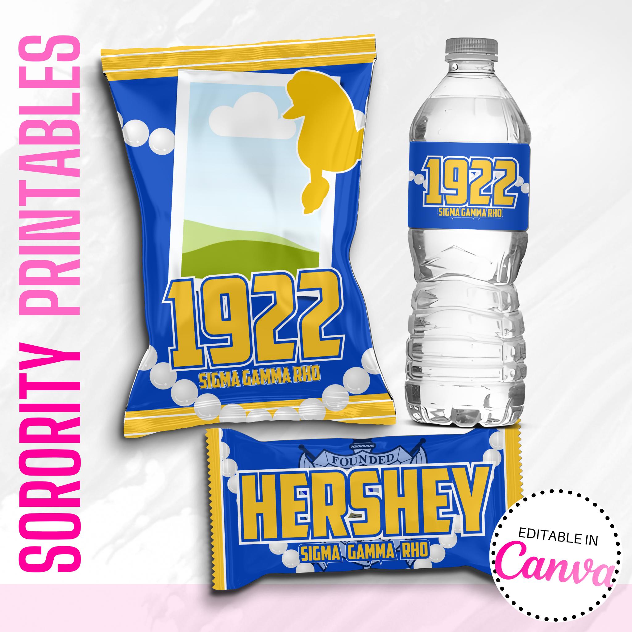 Sigma Gamma Rho Party Favors, Chip Bag, Water Label, Candy Wrapper ...
