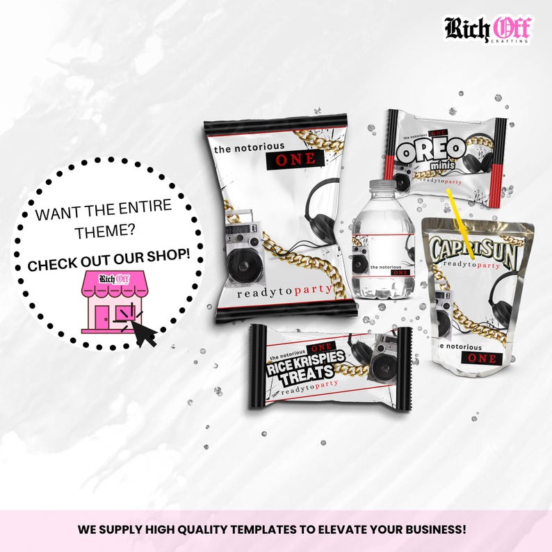 Notorious One Party Favor, Chip Bag Template, First Birthday, Boy Party ...