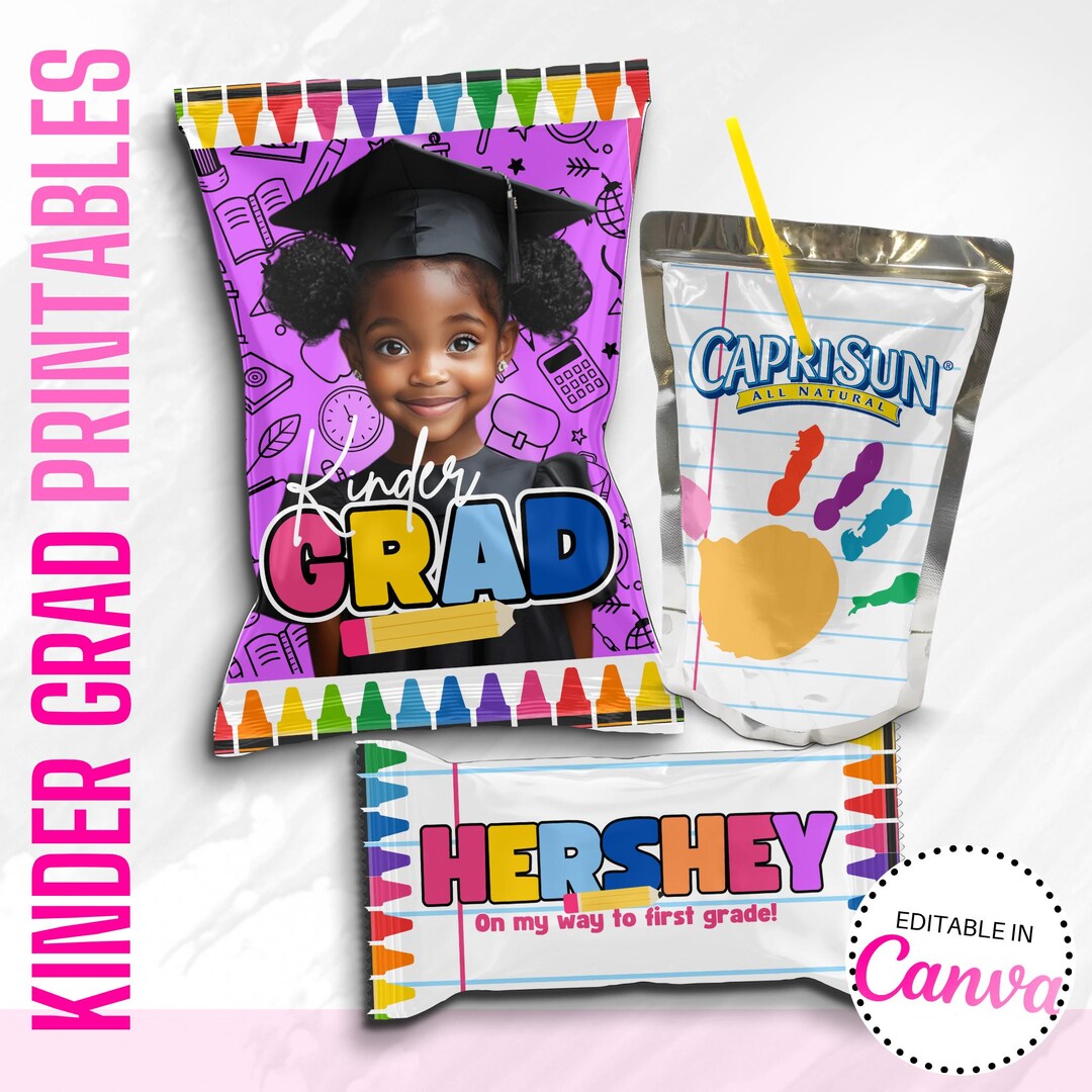 Kinder Grad Party Favors, Chip Bag, Juice Box Label, Candy Wrapper ...