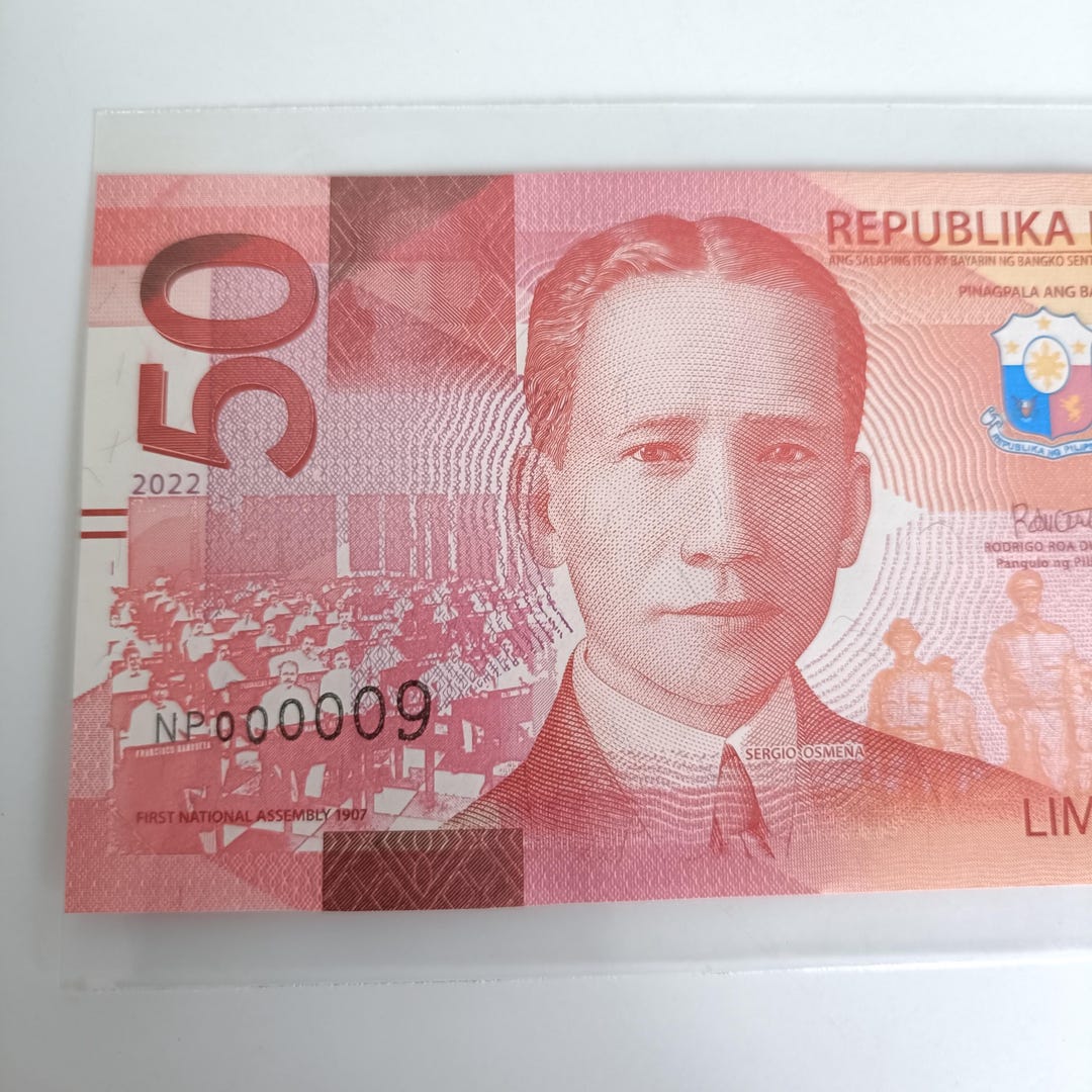 Low Serial Number Philippines 50 Peso Banknote: 2022 Currency ...