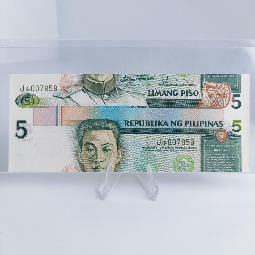 Philippines 5 1985 Miscut Genuine Banknote From Uncut Sheet ...
