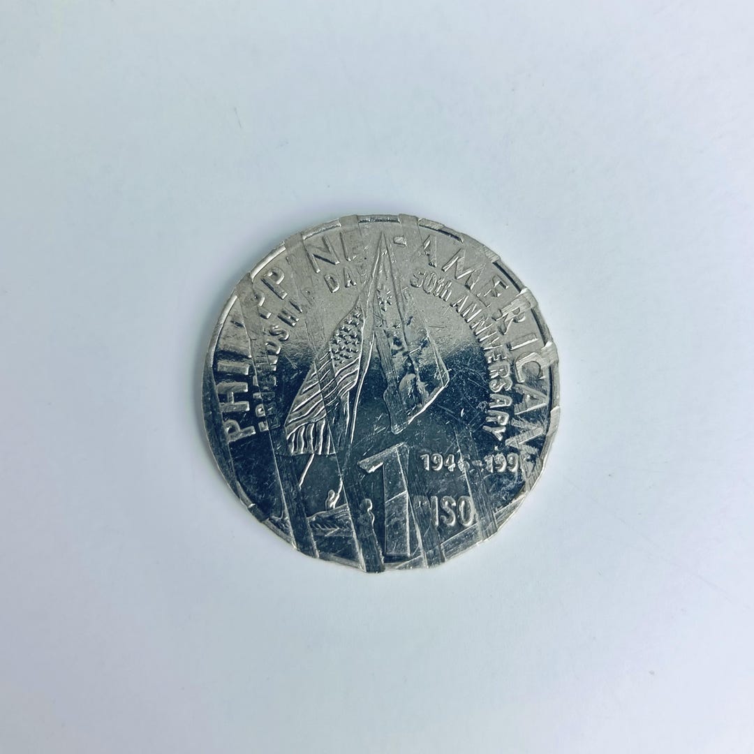 1996 Philippines 1 Peso Waffle Error Coin: American Friendship ...