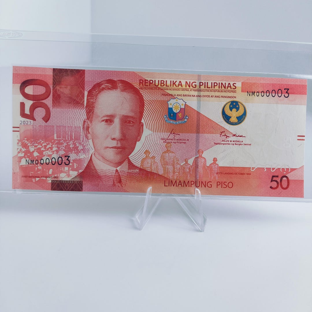 NM000003 2023 Low Number S/N 50 Pesos Philippines Marcos - Medalla New ...