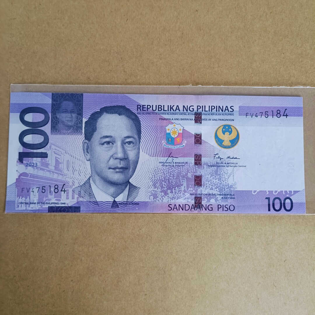 Error Banknote Low Alignment Cut Philippines 100 Pesos Year 2023 Marcos ...