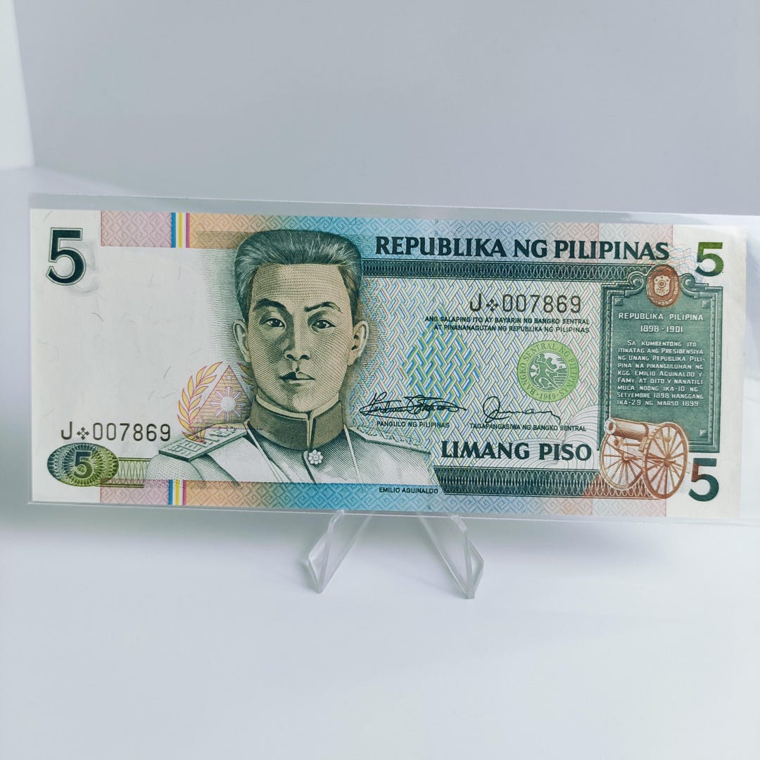 1985 Philippines 5 Piso Banknote: New Design Series, Vintage Money ...