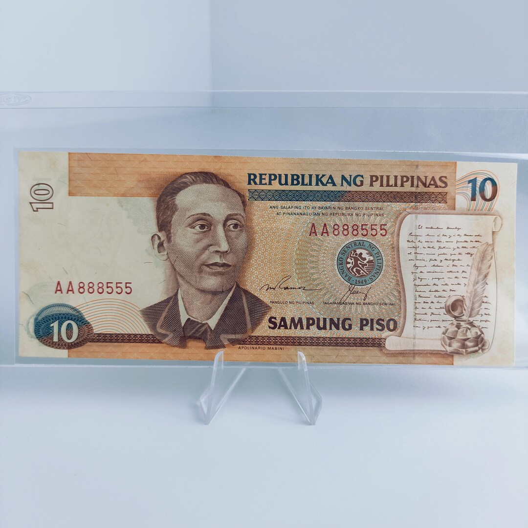 1985 Philippines 10 Pesos Banknote: Apolinario Mabini, New Design ...