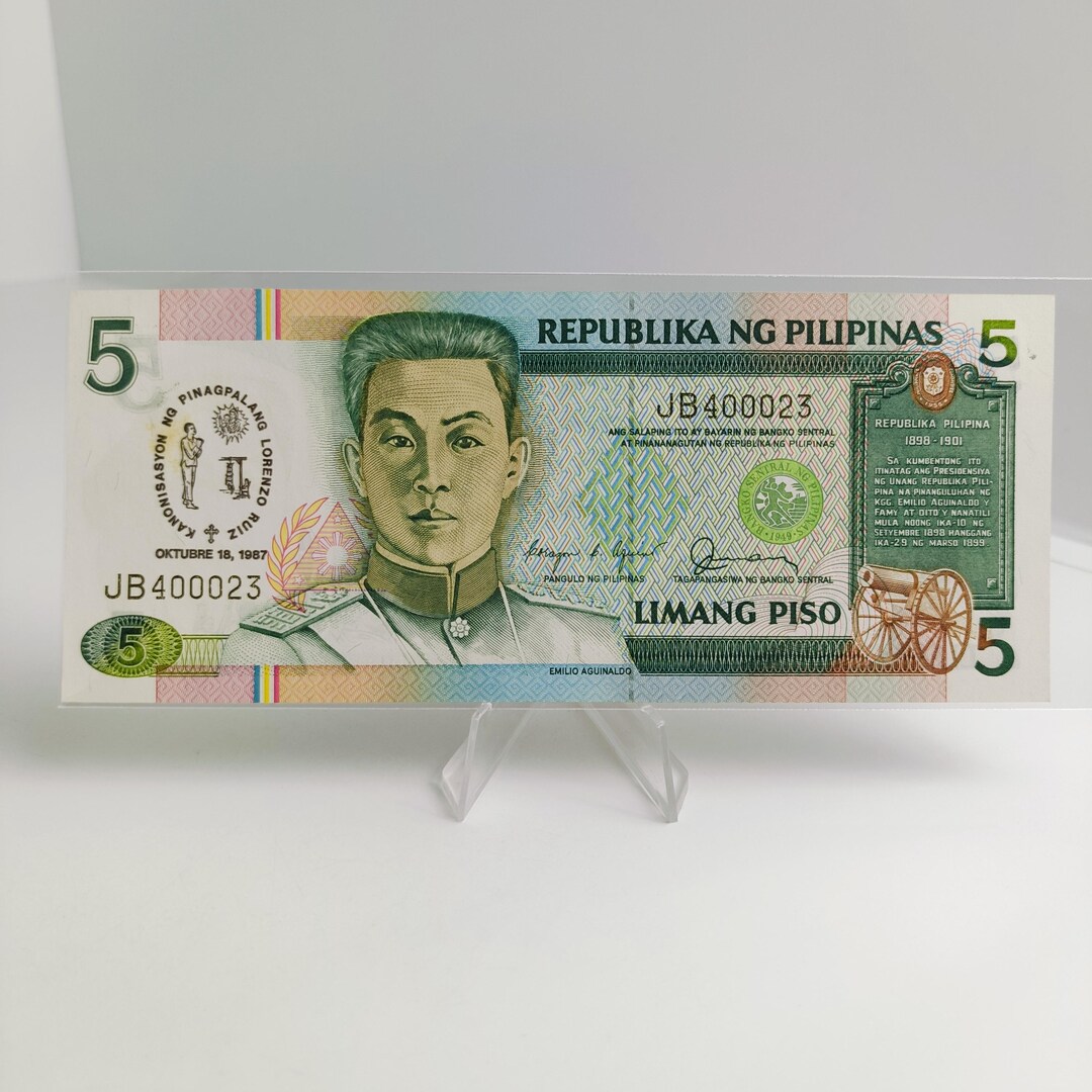 1987 Philippines 5 Peso Banknote - Lorenzo Ruiz Commemorative, Fancy ...