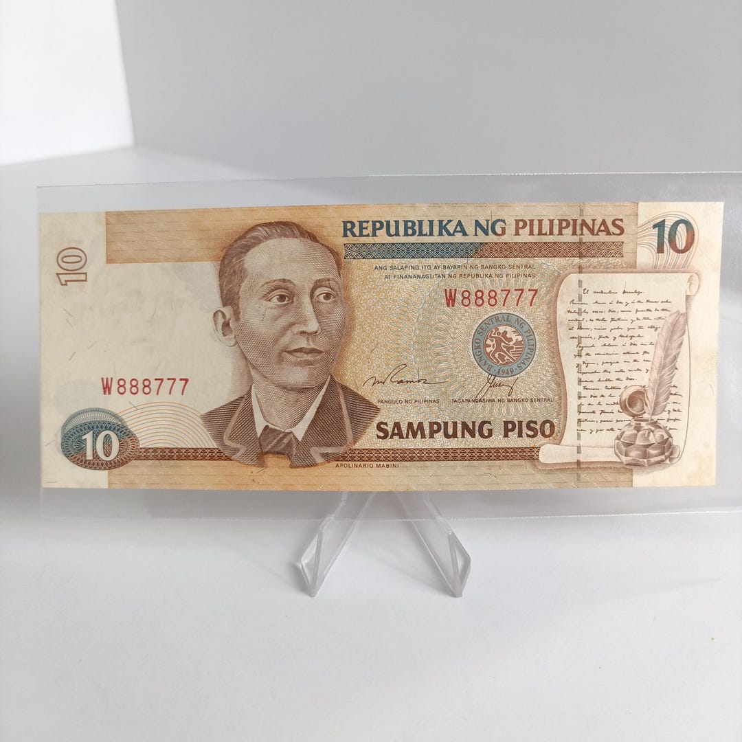 1985 Philippines 10 Pesos Banknote: Ramos-cuisa Series, Collectible ...