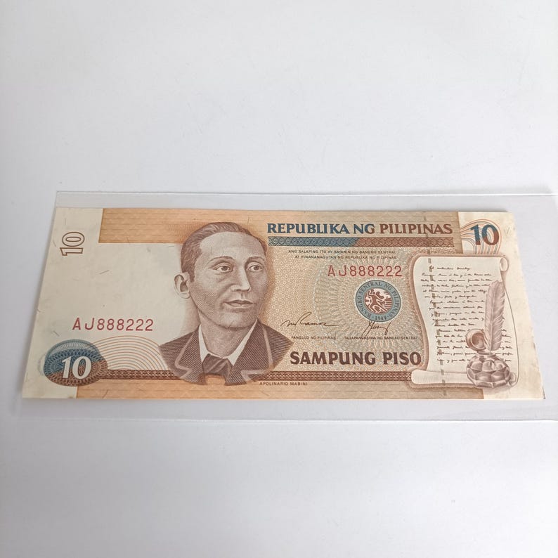1985 Philippines 10 Pesos Banknote: Ramos-cuisa Design, Apolinario ...
