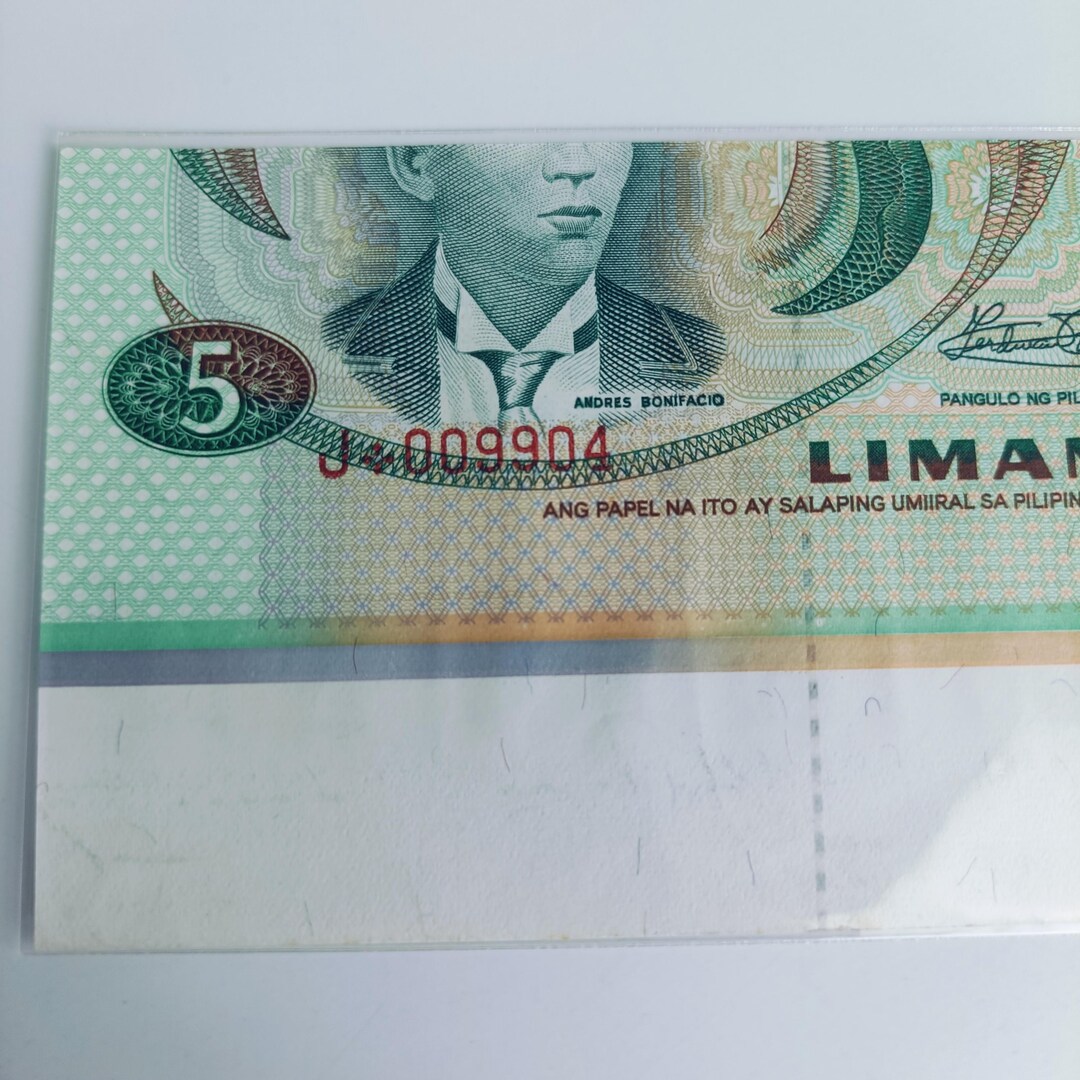 Philippines 5 1978 Miscut Genuine Banknote From Uncut Sheet ...