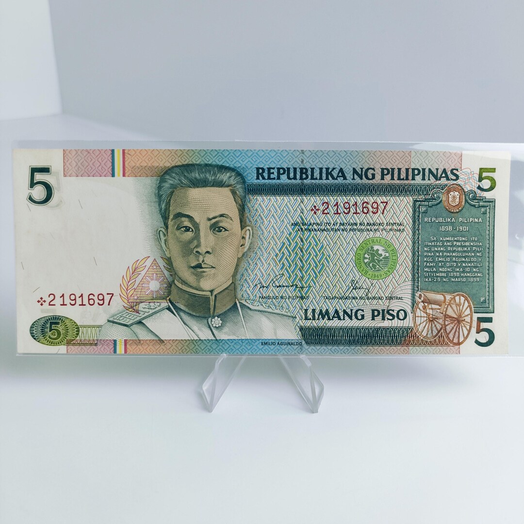 Philippines 5 1990 Replacement Starnote, Red Serial *2191697 Ramos ...