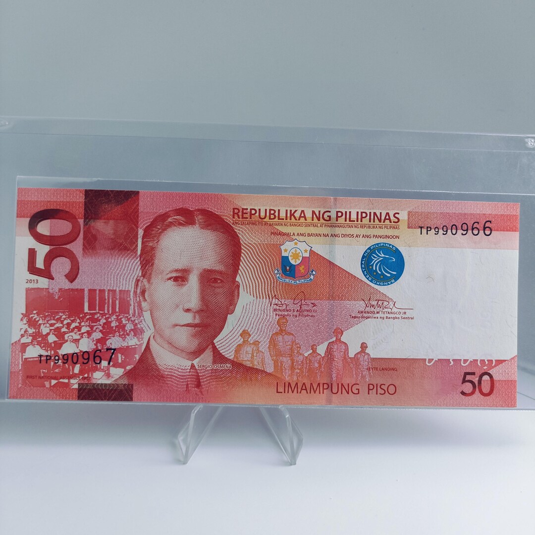 Philippines 50 Peso Banknote: Mismatched Serial Error, Aquino-tetangco ...