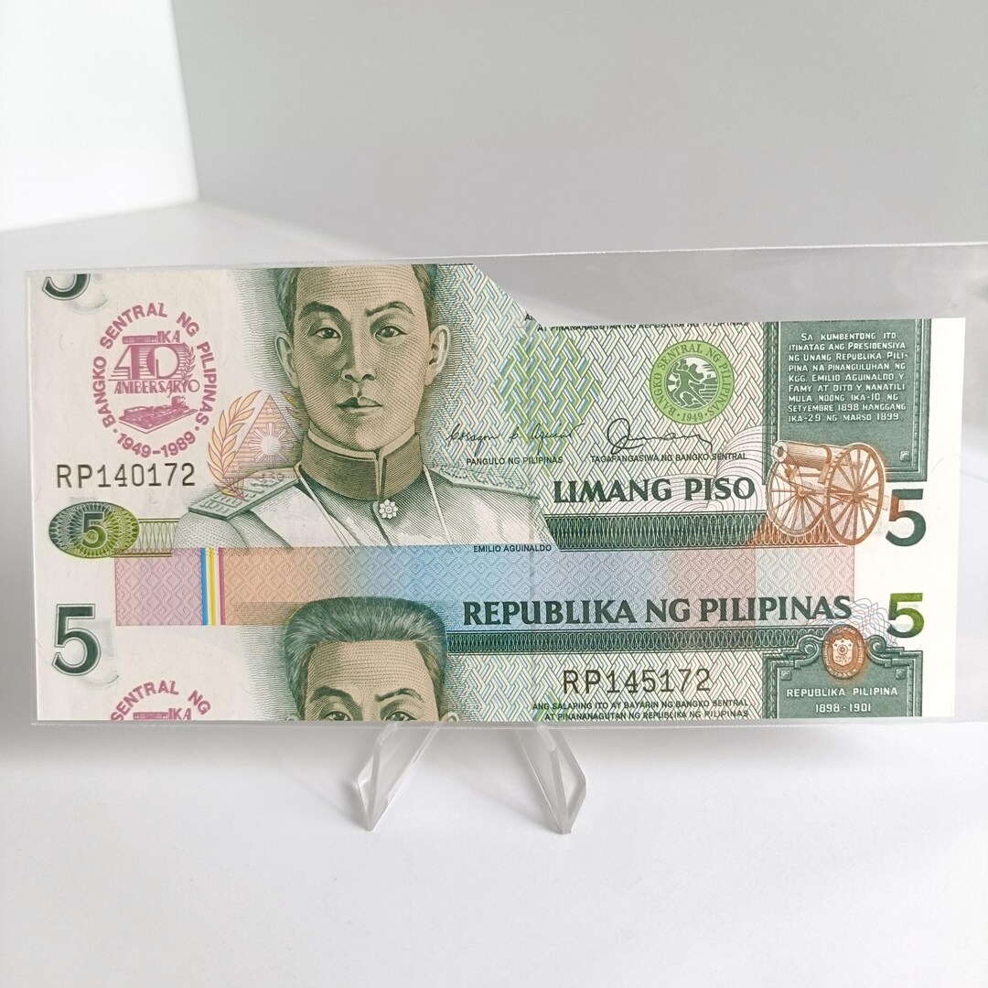 1989 Philippines 5 Piso Banknote: Miscut Error Note - Etsy