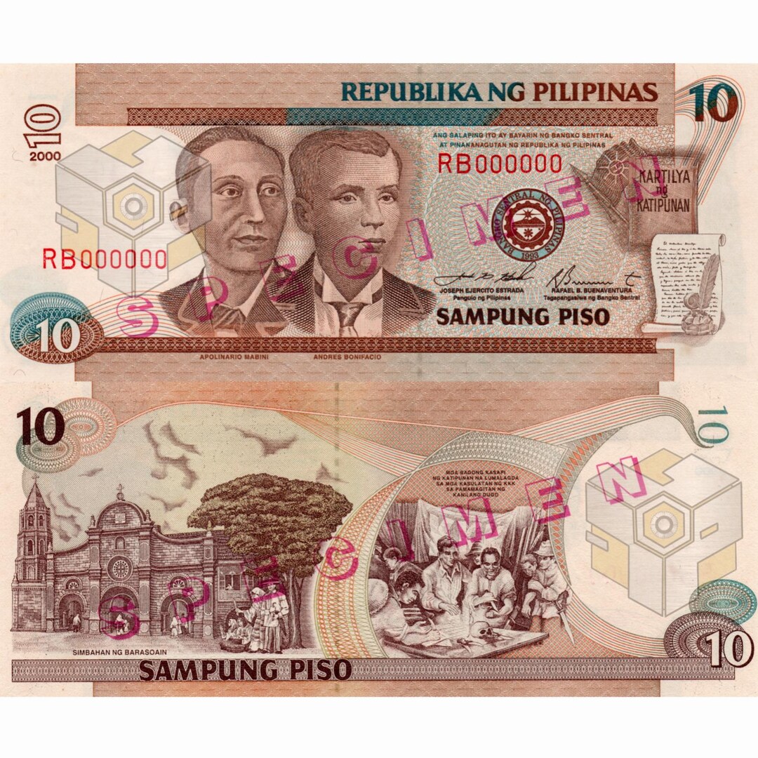2000 10 Peso Specimen Banknote, High-definition Scan (digital Download ...