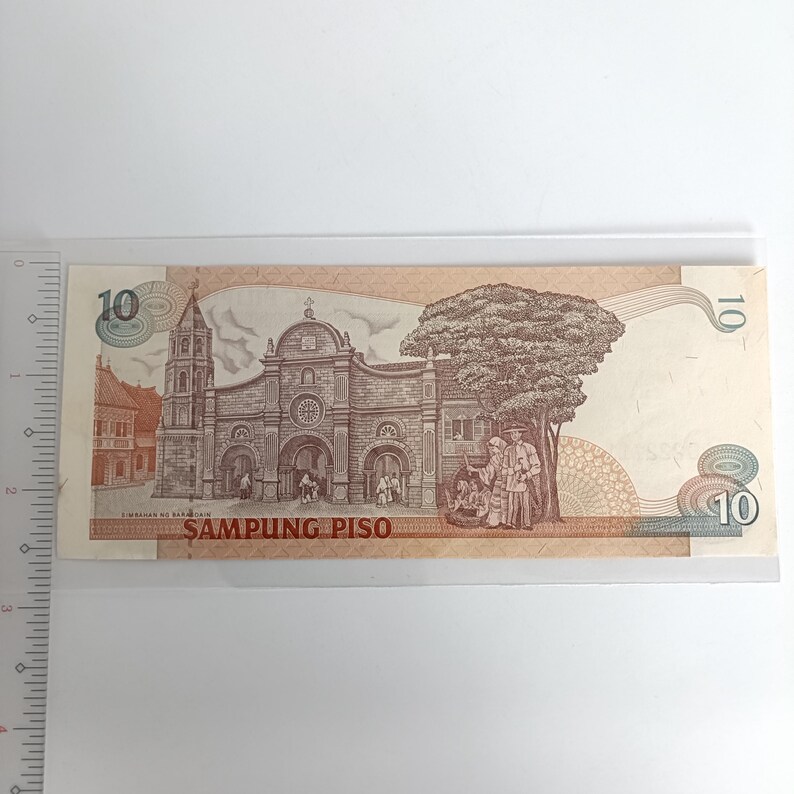 1985 Philippines 10 Pesos Banknote: Ramos-cuisa Design, Apolinario ...