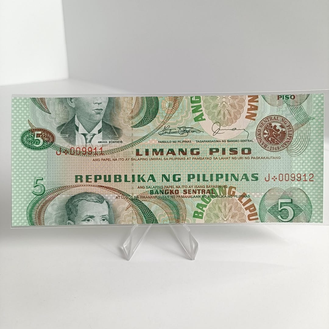 1978 Philippines 5 Piso Error Banknote: Miscut Collectible Currency - Etsy