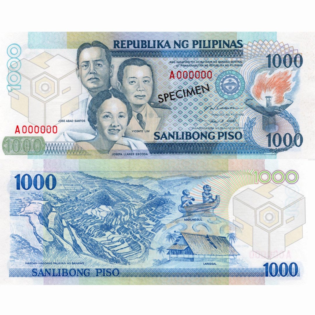 FREE A000000 1995 1000 Peso Specimen Digital Download - Ramos Cuisa ...