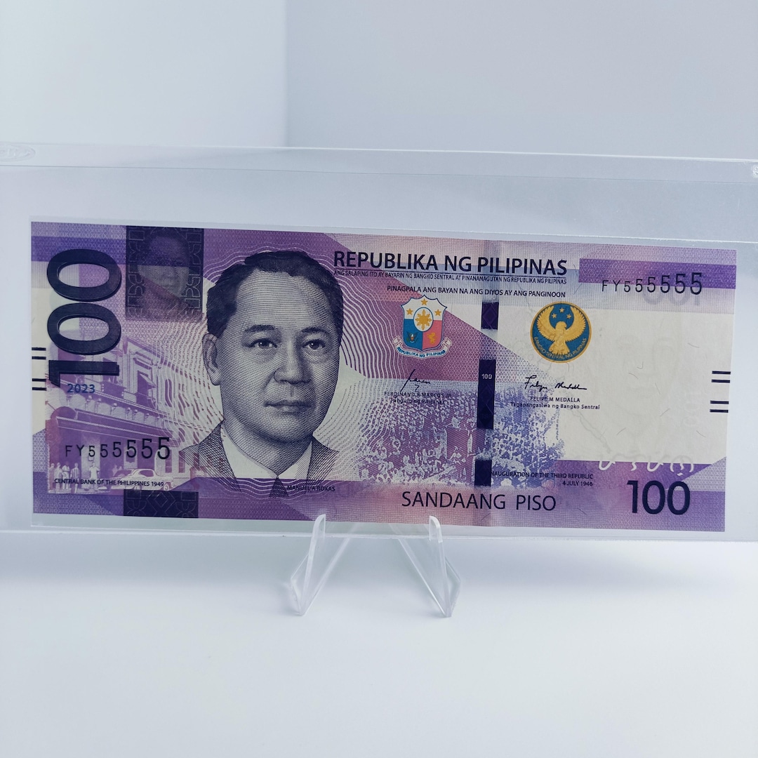 FY555555 2023 Solid Serial 100 Pesos Philippines Marcos - Medalla New ...