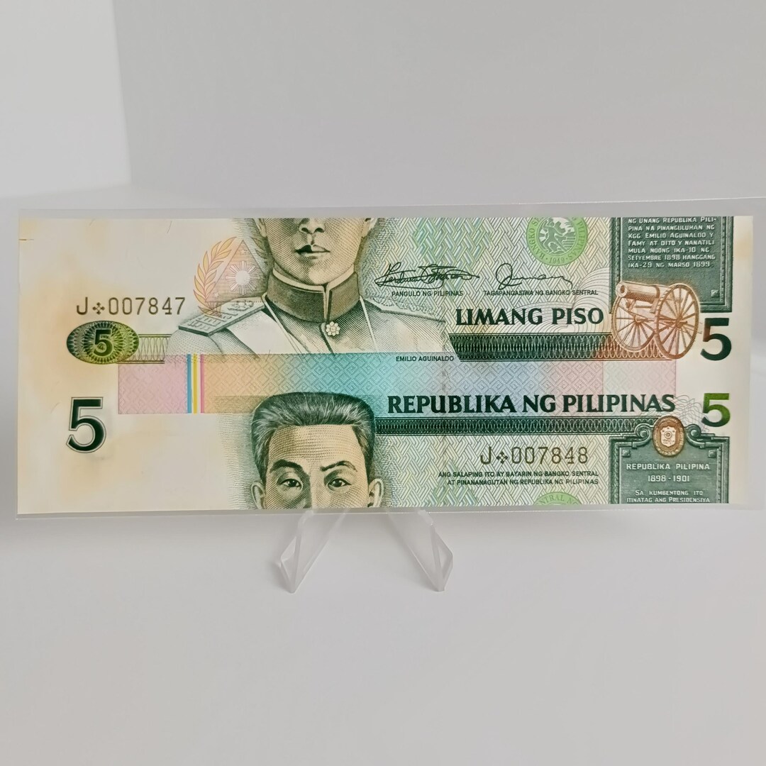 Miscut Philippines Banknote: 5 Piso 1985 Marcos-fernandez Novelty Note ...
