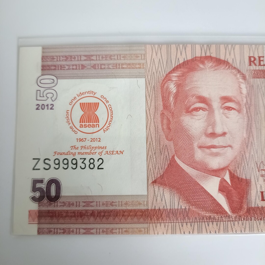Philippines 50 Peso Banknote: 2012 ASEAN Overprint, Uncirculated - Etsy