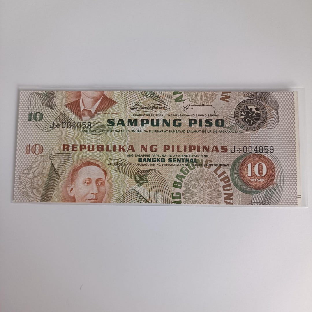 Philippines 10 1978 Miscut Genuine Banknote From Uncut Sheet ...