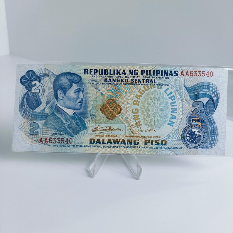 1978 Philippines 2 Pesos Banknote: Marcos-laya, Uncirculated AA Prefix ...