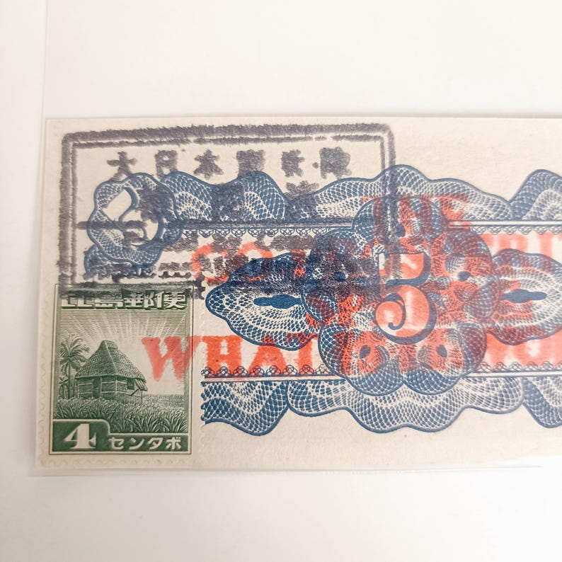 Philippines 1942 5C Japanese Invasion Money, Private Overprint & Stamp ...