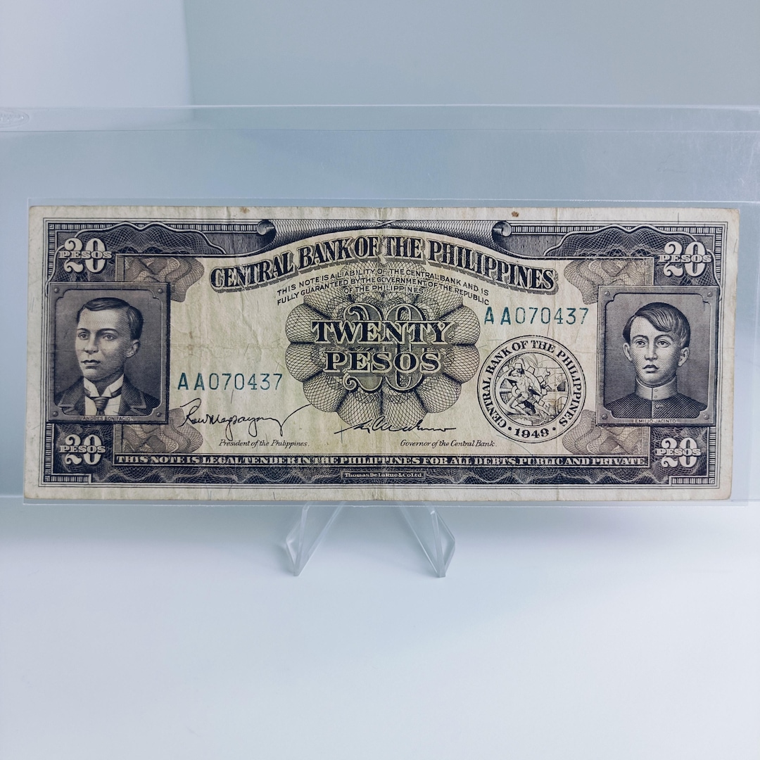 1949 Philippines 20 Peso Banknote: Magsaysay, English Series - Etsy