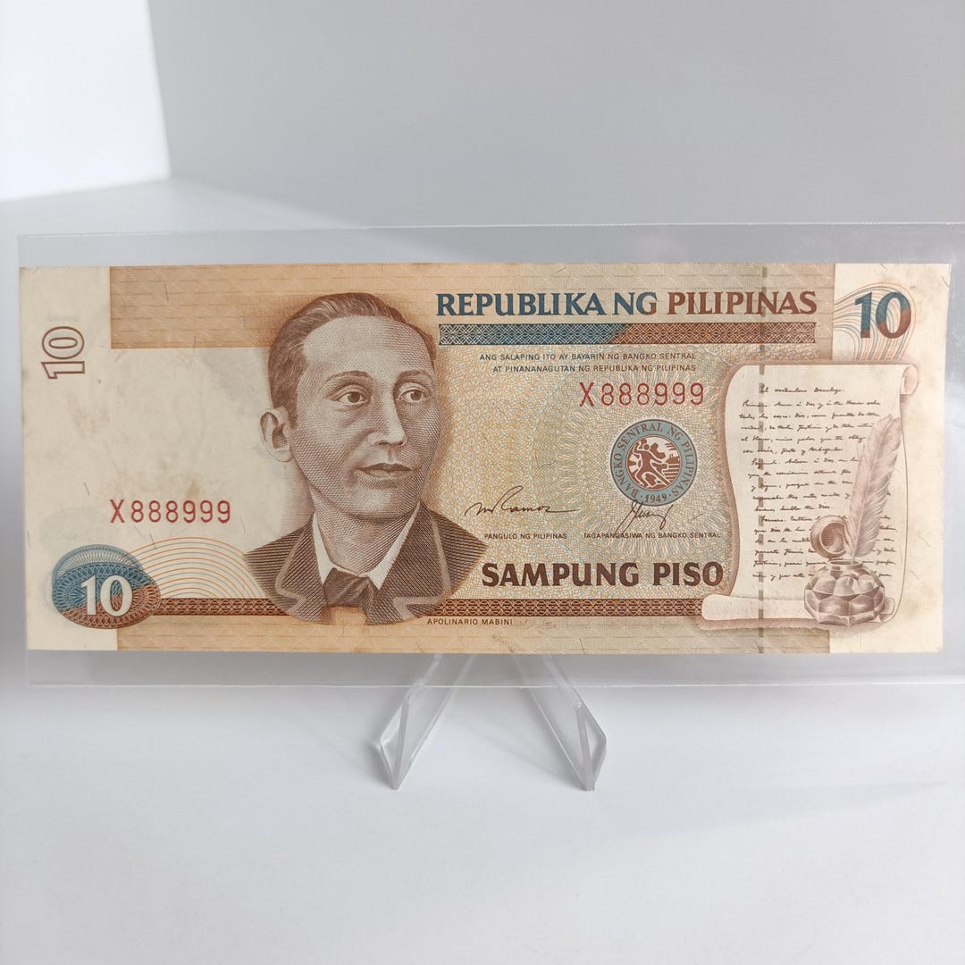 1985 Philippines 10 Pesos Banknote: Ramos-cuisa Design, Apolinario ...