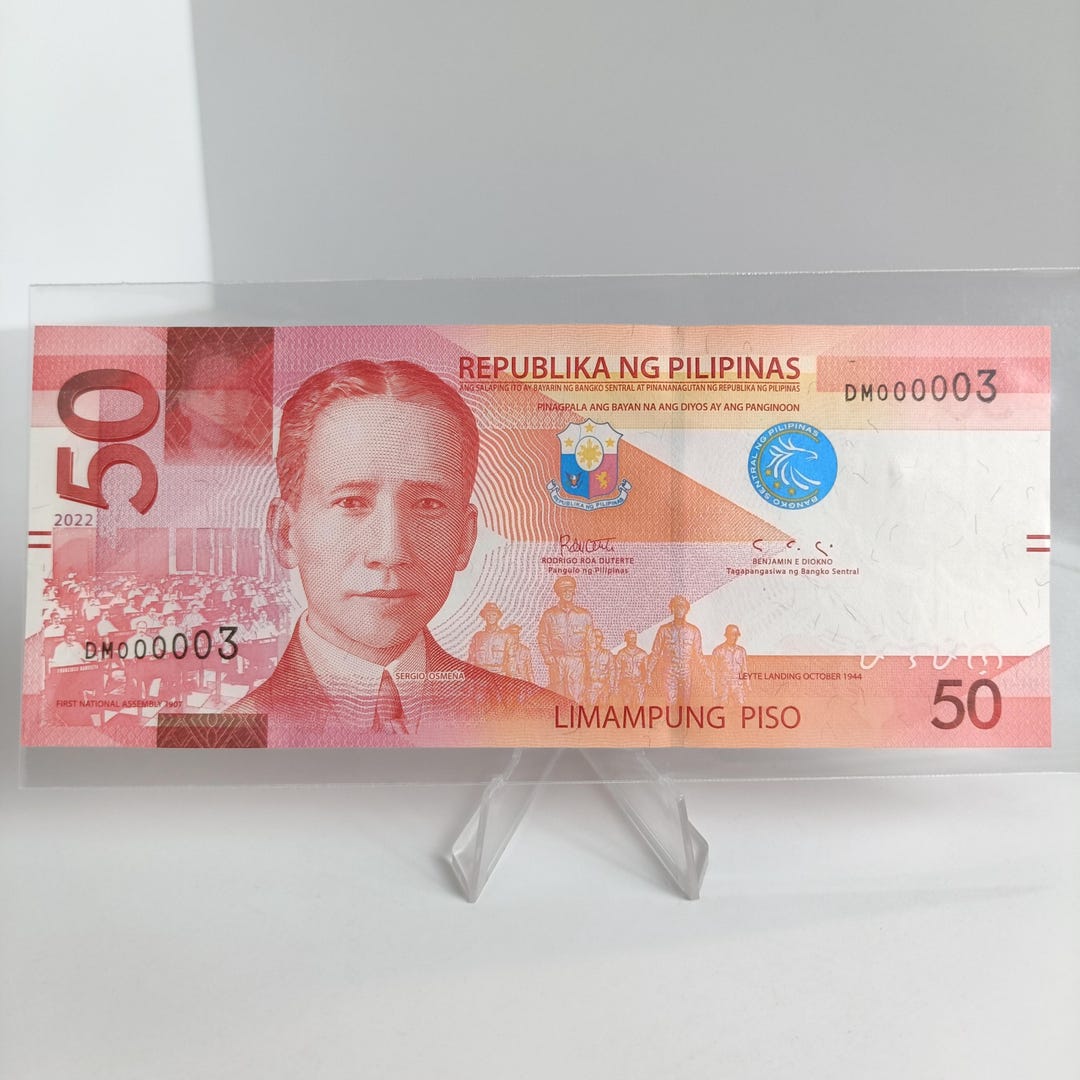 Low Serial # 50 Peso Banknote: Philippines Currency Collectible - Etsy