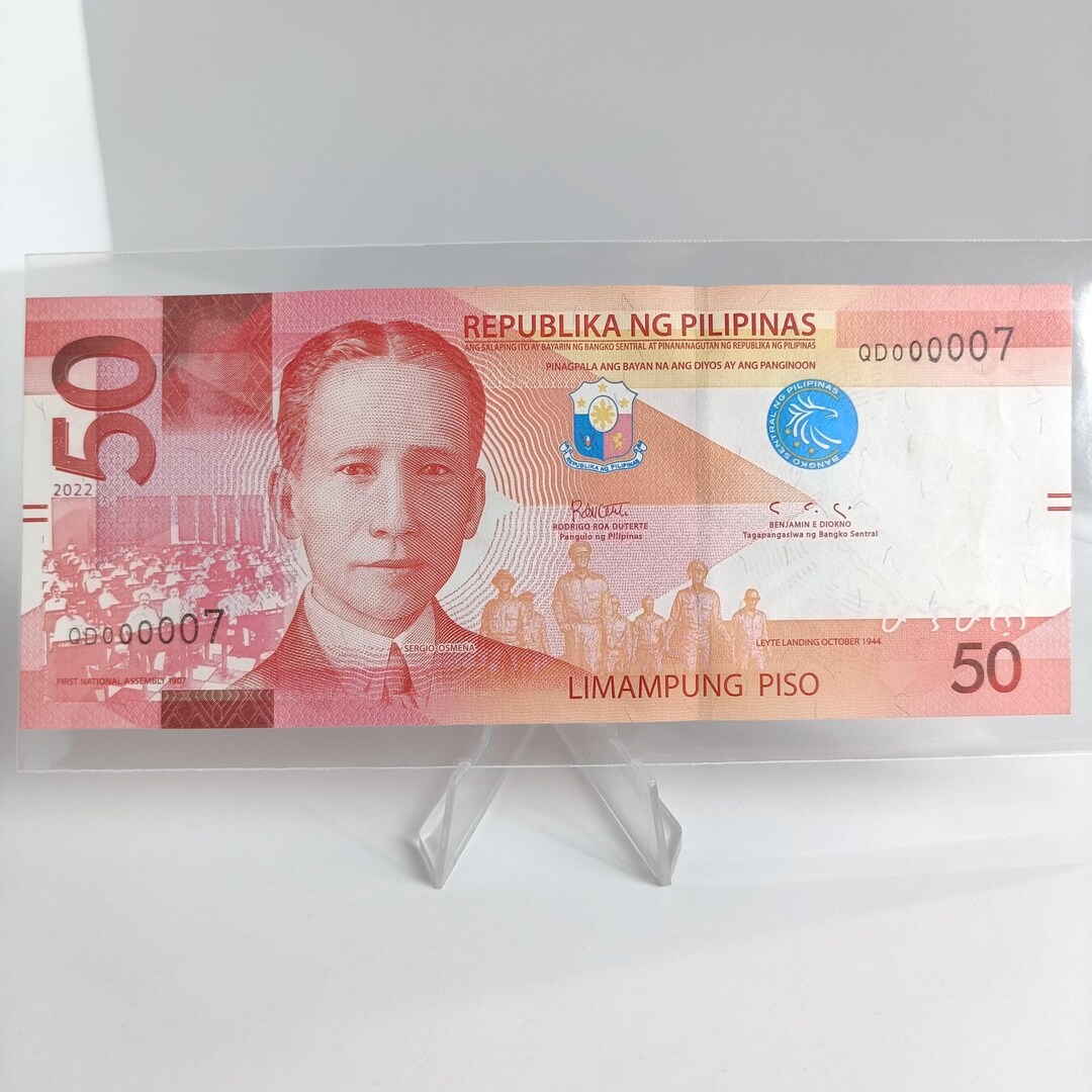 Low Serial # QD000007 Philippines 50 Peso Banknote | New Generation ...