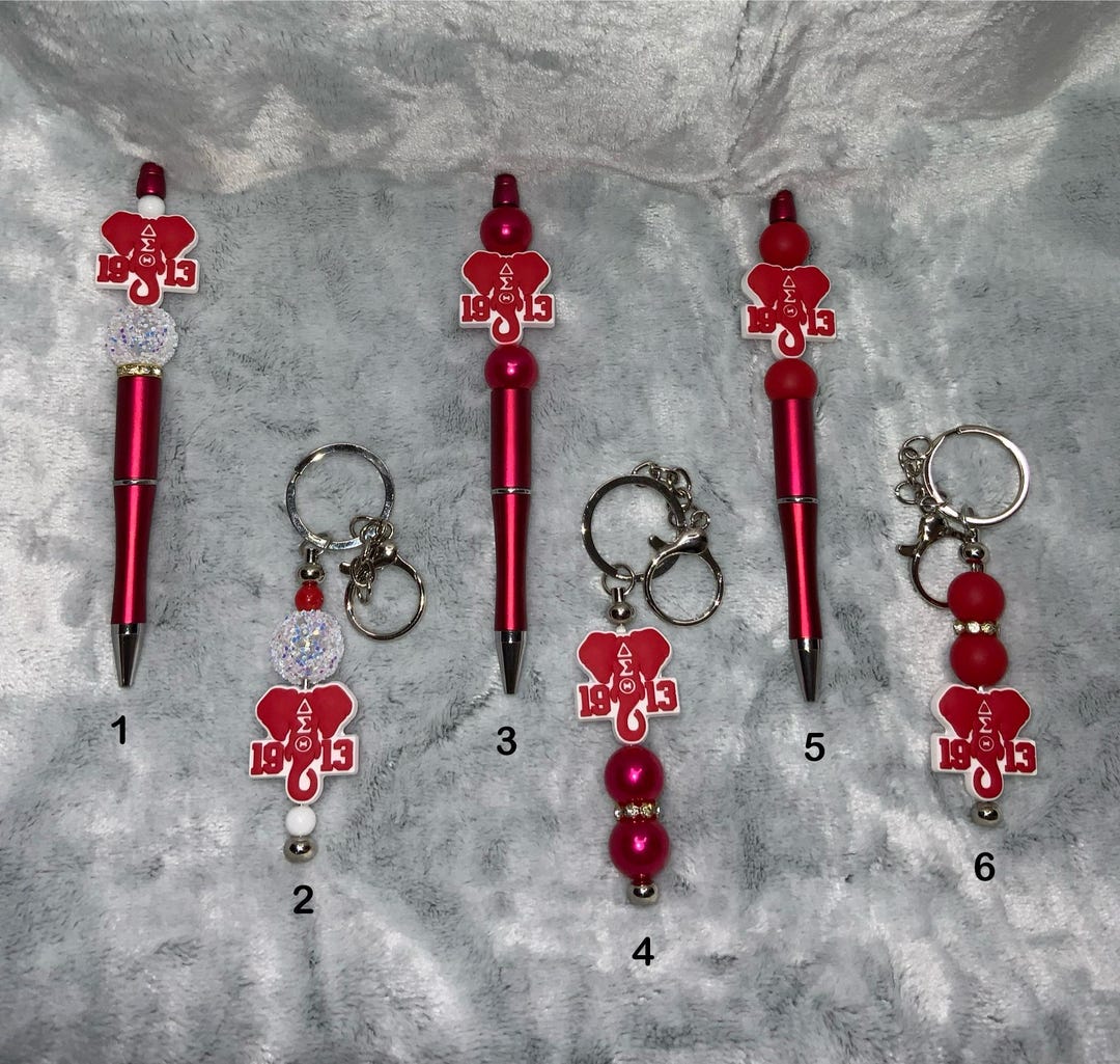 Delta Sigma Theta Sorority Beaded Pens and Keychains. Makes a Great ...