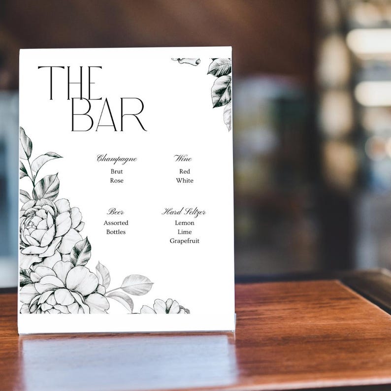 Editable Bar Menu | Digital Download | Customizable Printable for Home ...