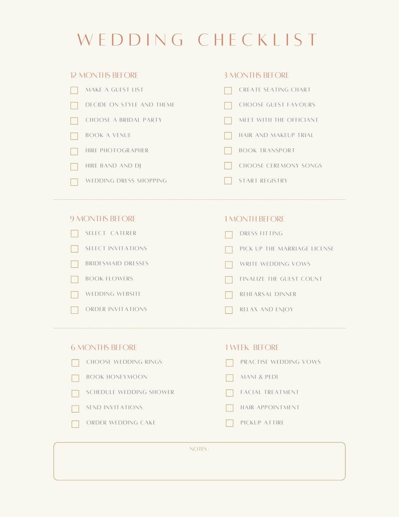 Boho-inspired Wedding Checklist Template- Editable Template - Etsy