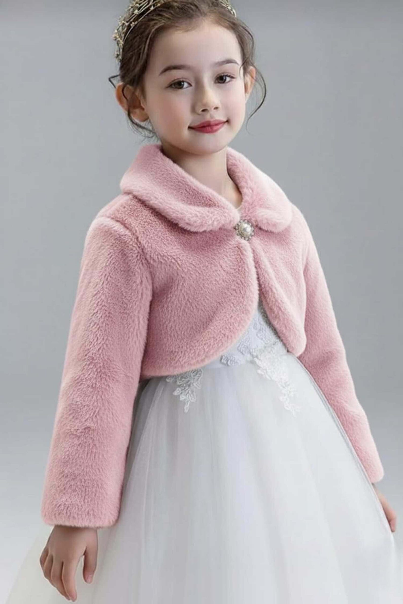 Girls' Faux Fur Bolero Jacket, Long Sleeve Plush Shrug - Etsy