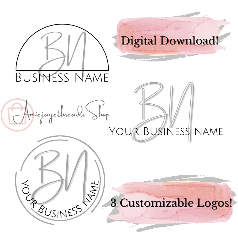 3 Customizable Logos, Business Logo, Branding, Signature, Website Logo ...