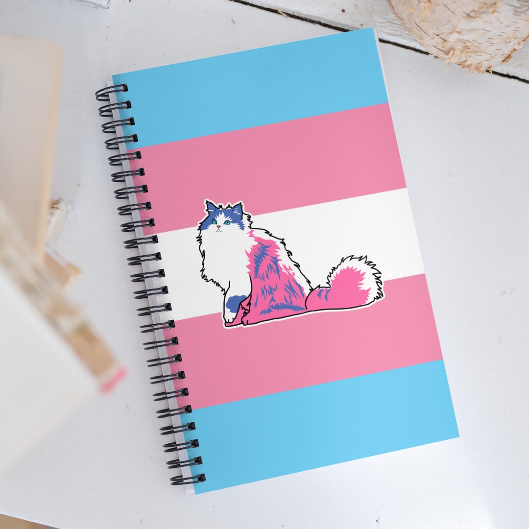 Transgender Cat Dotted Spiral Journal Notebook Soft Coated Queer ...