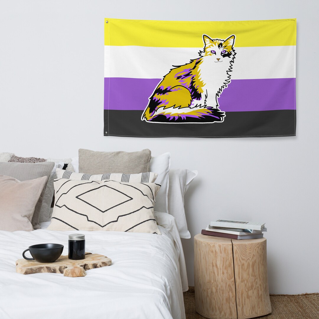 Non-binary Cat Flag Queer Gender Queer Non-conforming Pride Flag - Etsy