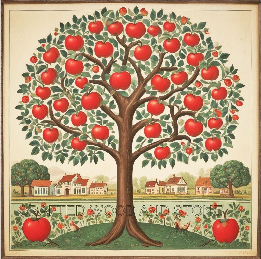 Richly Colored Cottagecore Apple Tree Fine Art Canvas Print Charming ...