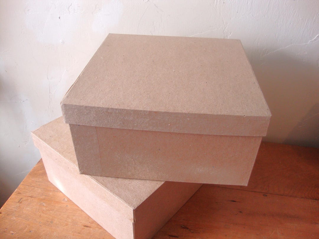 Large Paper Mache Box, Square Storage Box, Container, Craft Room ...