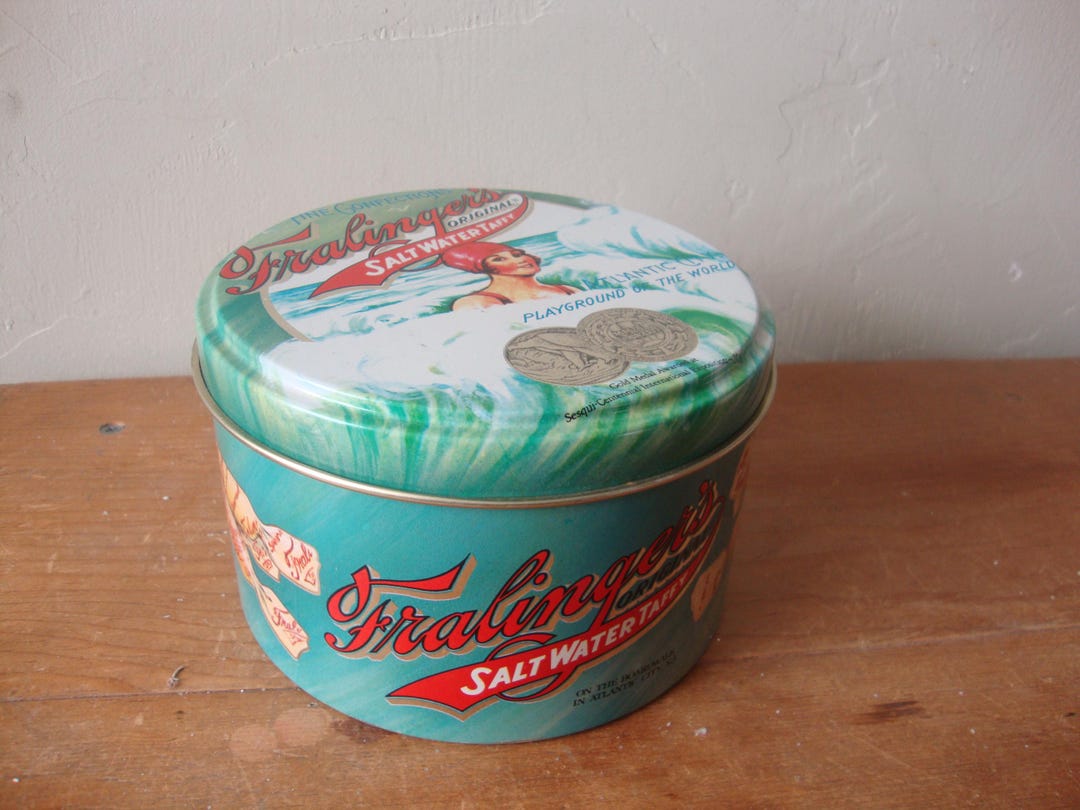 Vintage Candy Tin, Fralinger Salt Water Taffy Container, Atlantic City ...