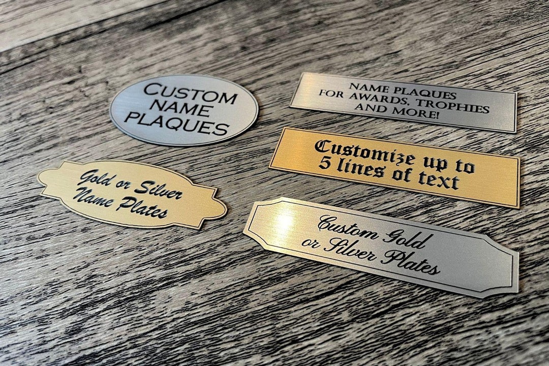 Silver or Gold Personalized Nameplate, Custom Engraved Flexibrass Plate ...