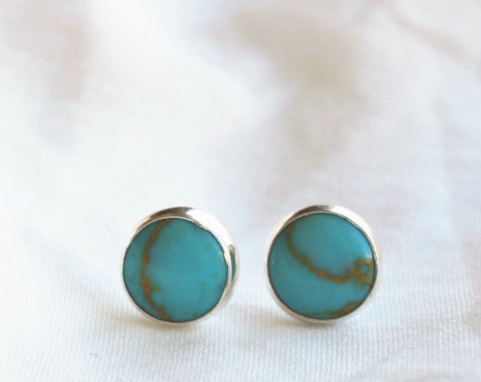 Real Turquoise Stud Earrings, Earrings Stud,silver Turquoise Earrings ...