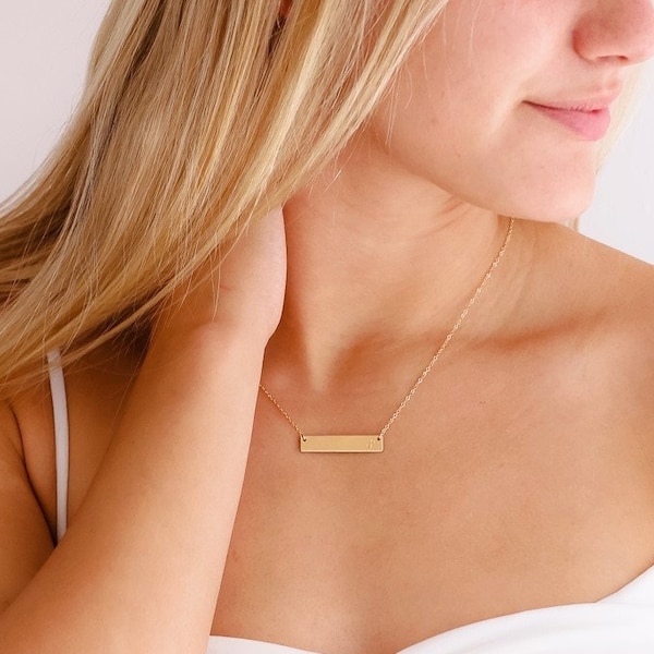 Gold Bar Necklace - Etsy