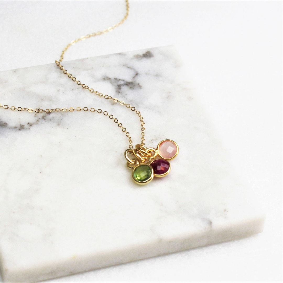 TINY Birthstone Necklace, Tiny Charm Necklace, Birthstone Jewelry, Gift ...