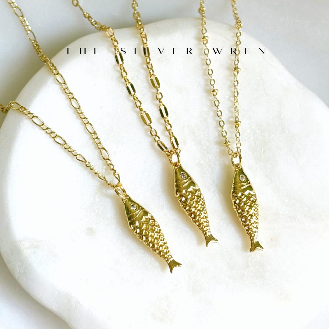 Gold Necklace, Gold Pendant Necklace, Fish Pendant Necklace Gold ...